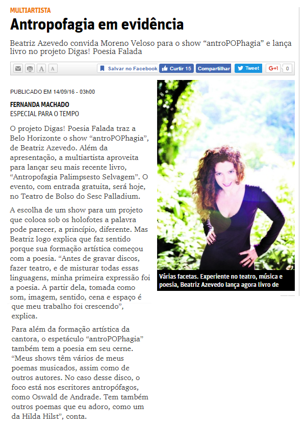 Beatriz Azevedo convida Moreno Veloso para o show “antroPOPhagia” e ...